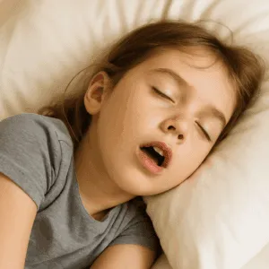 child deep breathing while sleeping